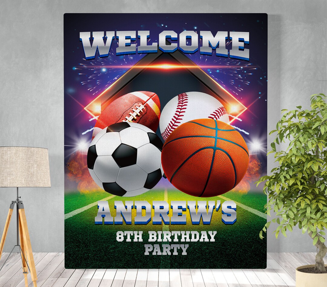 SPORTS Welcome Sign, SPORTS Party Welcome, SPORTS Birthday Invitation ...