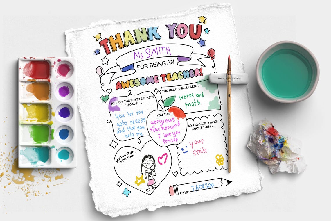 Teacher Appreciation Card: Editable Printable Thank You Gift (PDF & PNG ...
