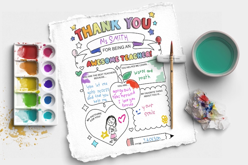 Teacher Appreciation Card: Editable Printable Thank You Gift (PDF & PNG ...