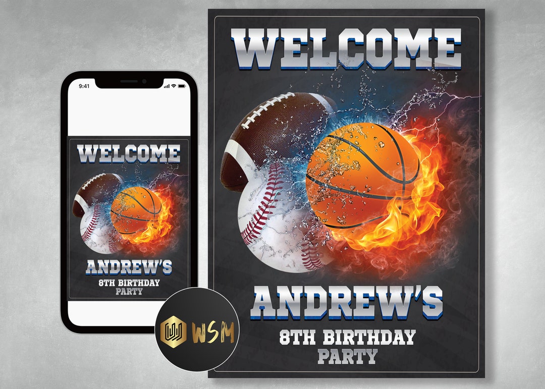 Custom Welcome Sign, Welcome Poster, Sport Invitation, Sport Birthday ...