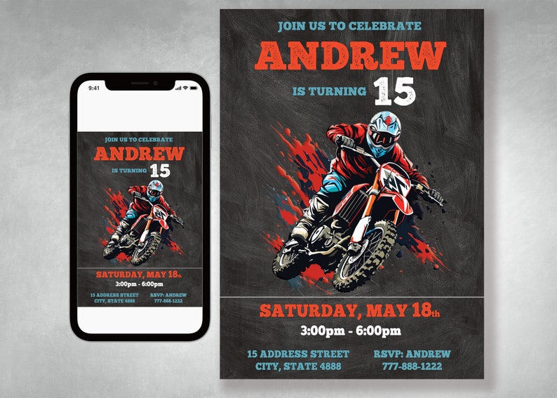 Motocross Birthday Invitation: Dirt Bike Party (printable) - Etsy