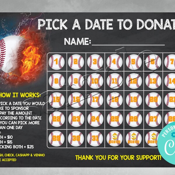 Baseball Fundraiser - Etsy