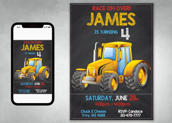 Tractors Invitation Tractor Birthday Invitation Landlust - Etsy