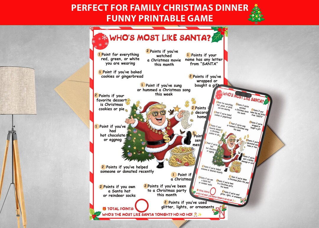 Funny Who is Most Like Santa Christmas Game, Family Holiday Party ...