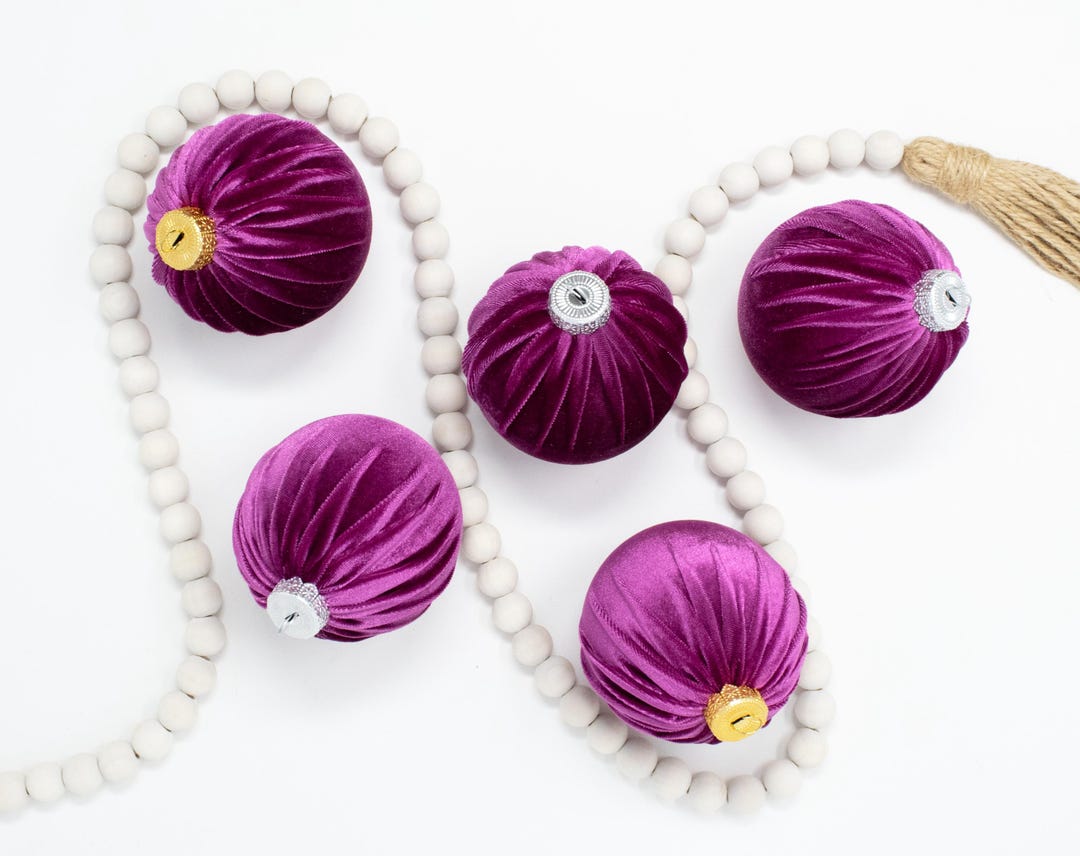 Single 3-inch Dark Pink Velvet Ball Ornament – Handmade Shatterproof ...