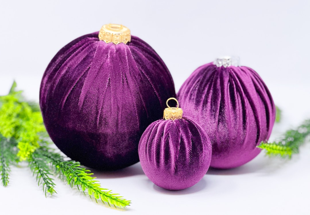 Velvet Ball Ornaments, Set of 3, Handmade Christmas Ornaments ...