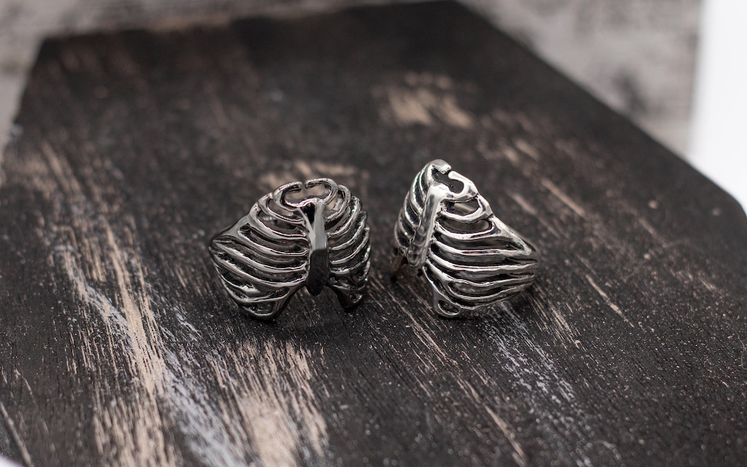 Anatomical Rib Cage Ring, Sterling Silver, Hand Made, Zombie Jewelry ...
