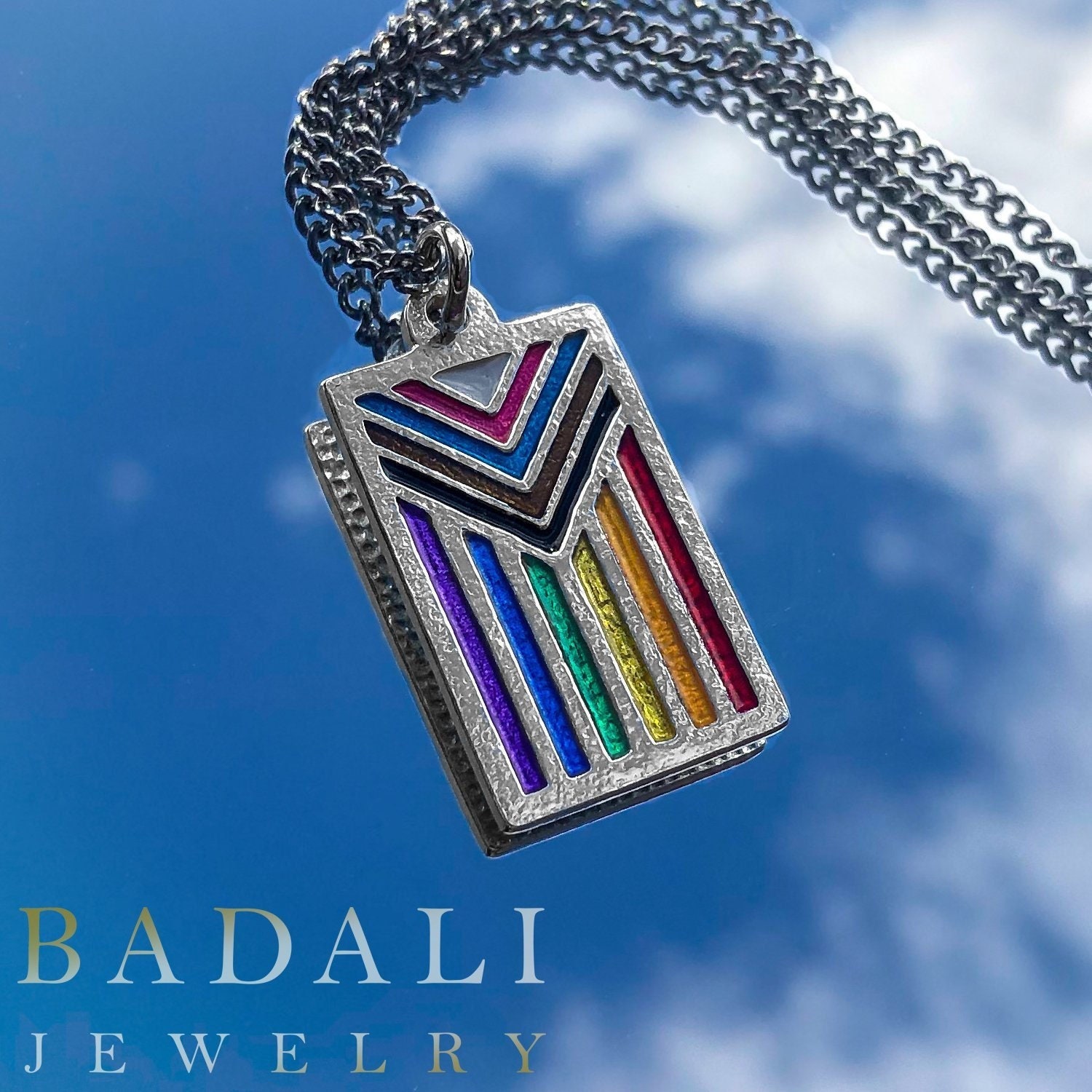 Progress PRIDE Flag Necklace Sterling Silver Rainbow Flag | Etsy