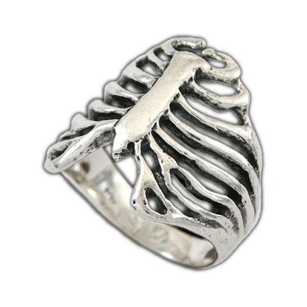 Anatomical Rib Cage Ring, Sterling Silver, Hand Made, Zombie Jewelry ...