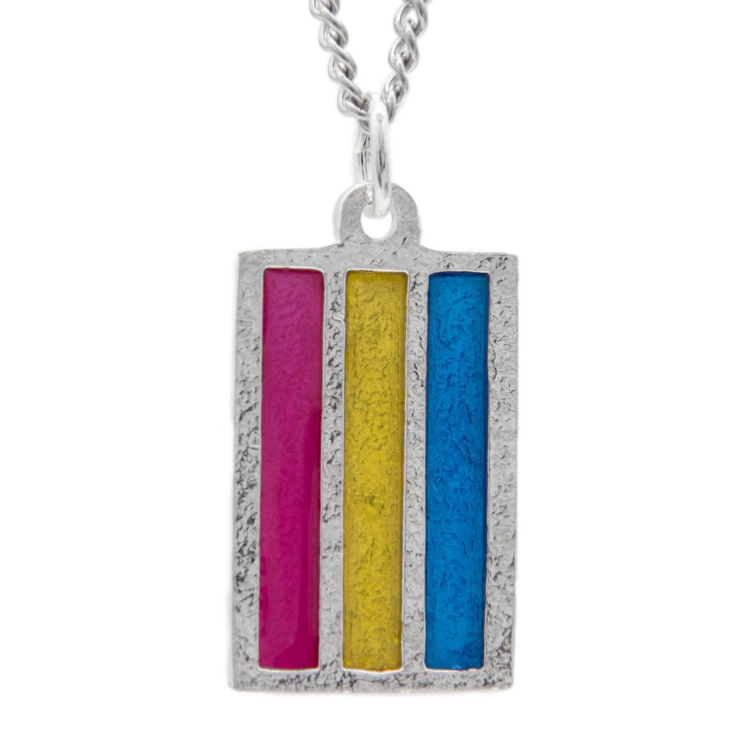 Pansexual PRIDE Flag Necklace, Sterling Silver Pride Flag Pendant, Hand ...