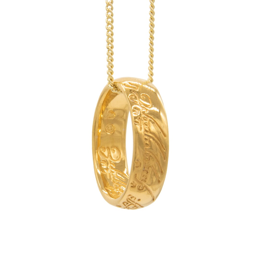 Gollum® Gold the One Ring™ Necklace, 24k Gold Plated Bronze the One ...