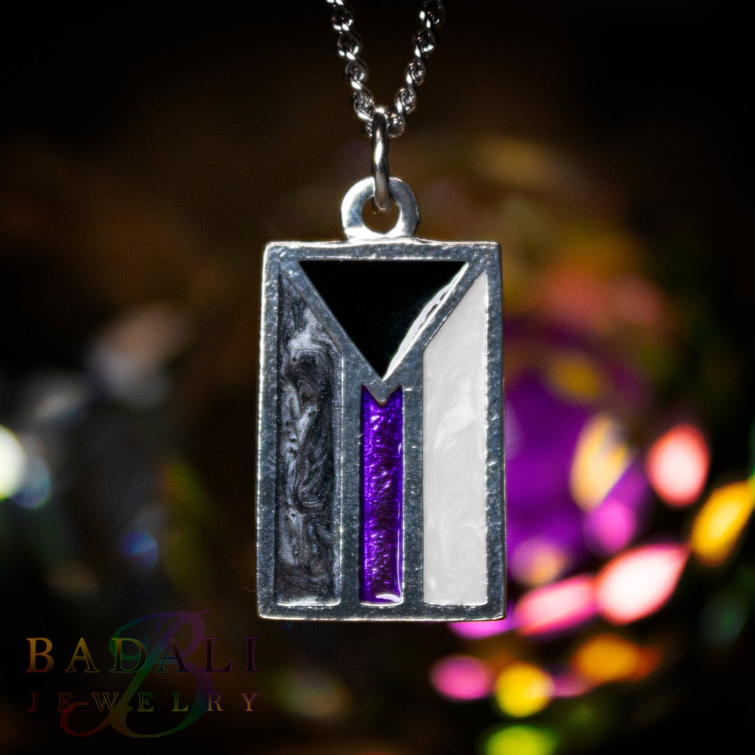 Demisexual PRIDE Necklace, Sterling Silver Pride Flag Pendant, Hand ...