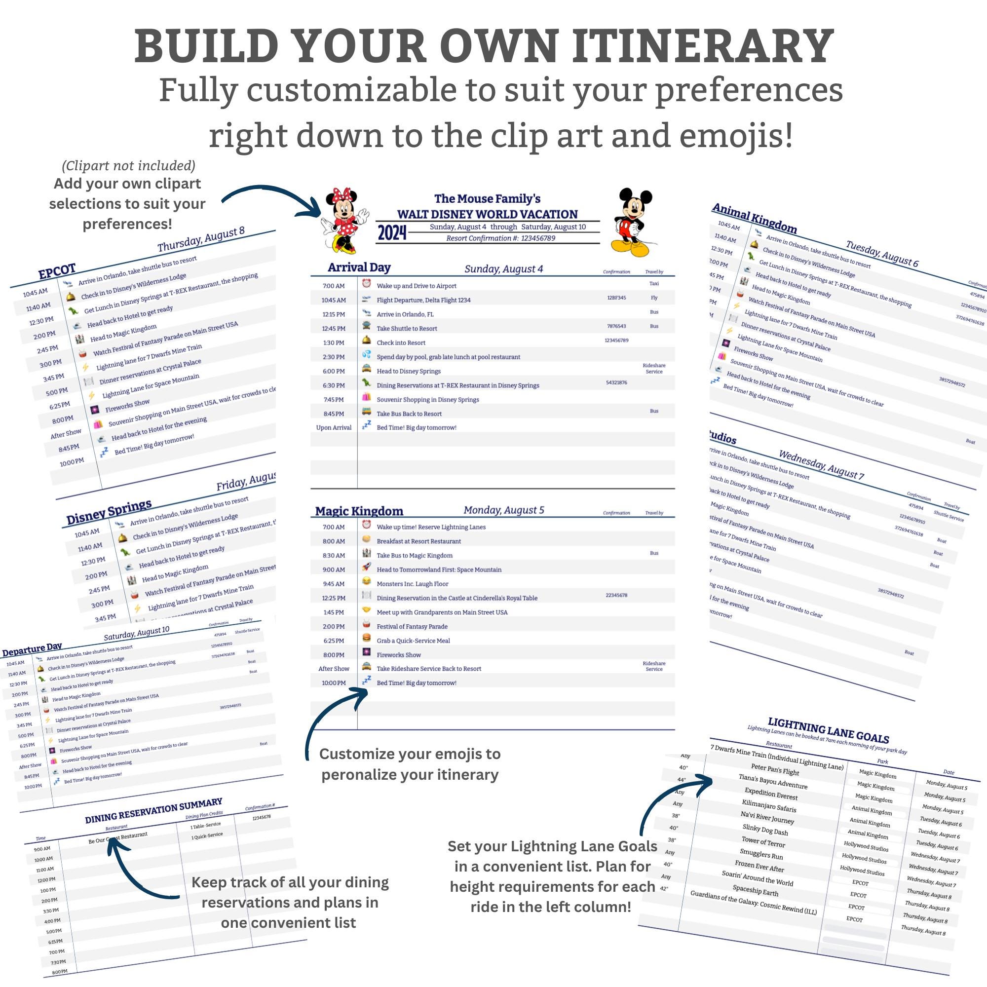 Disneyworld Planning Bundle |WDW Travel Itinerary |travel Budget |daily ...