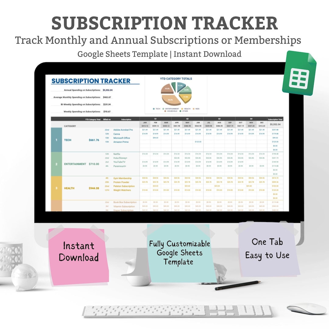 Subscription Tracker |membership Tracker |personal Budget Spending ...