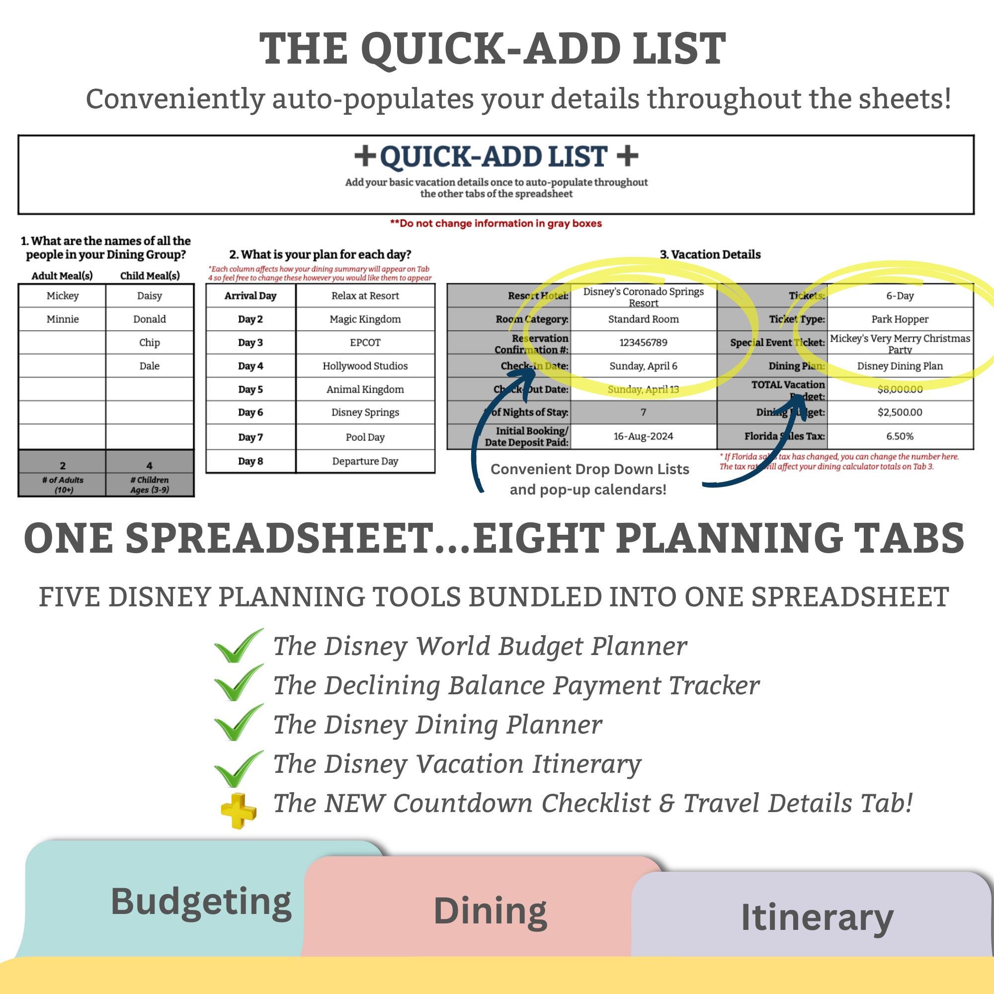 Disneyworld Planning Bundle |WDW Travel Itinerary |travel Budget |daily ...