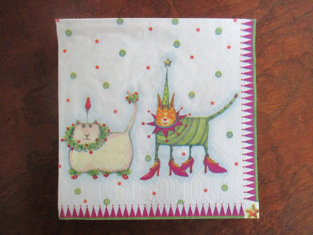 Christmas Party Cats 19 Vintage Cocktail Napkins - Etsy