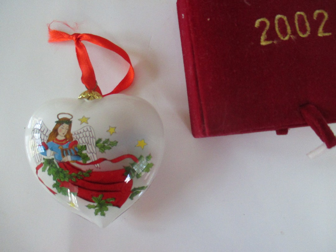 2002 Angel Heart Ornament in Velvet Box Inside-painted Blown Glass - Etsy