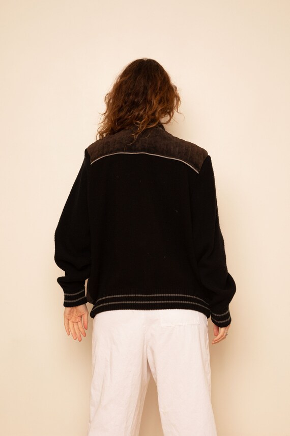 Vintage Knit + Suede Oversized Varsity Bomber Jacket … - Gem