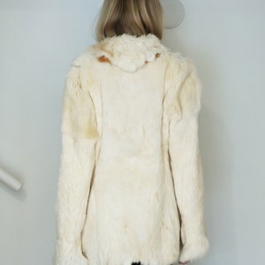 Vintage Handmade White Rabbit Fur Coat With Rawhide Leather Interior ...