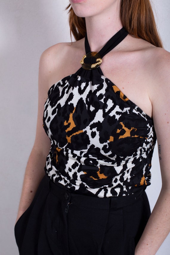 2000S ROBERTO CAVALLI Leopard Print Silk Kaftan Style… - Gem