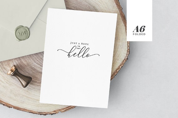 A Note to Say Hello Script General Greeting Card Printable | Etsy