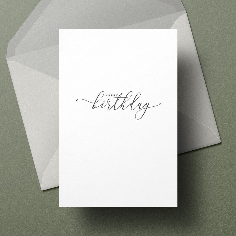 Happy Birthday Script • Birthday Greeting Card Printable Instant ...