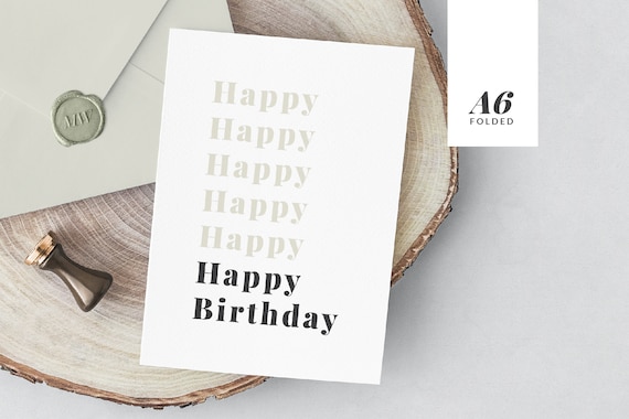 Happy Birthday Repeat Birthday Greeting Card Printable - Etsy