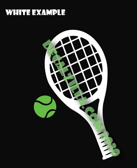Tennis Racket and Ball - Vinyl Decal Sticker - for Cars, Golf Carts ...