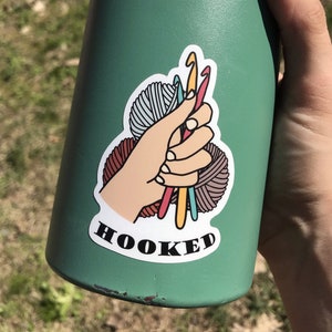 Crochet Sticker | Hooked Crochet Sticker | Crocheter Gift | Waterproof ...