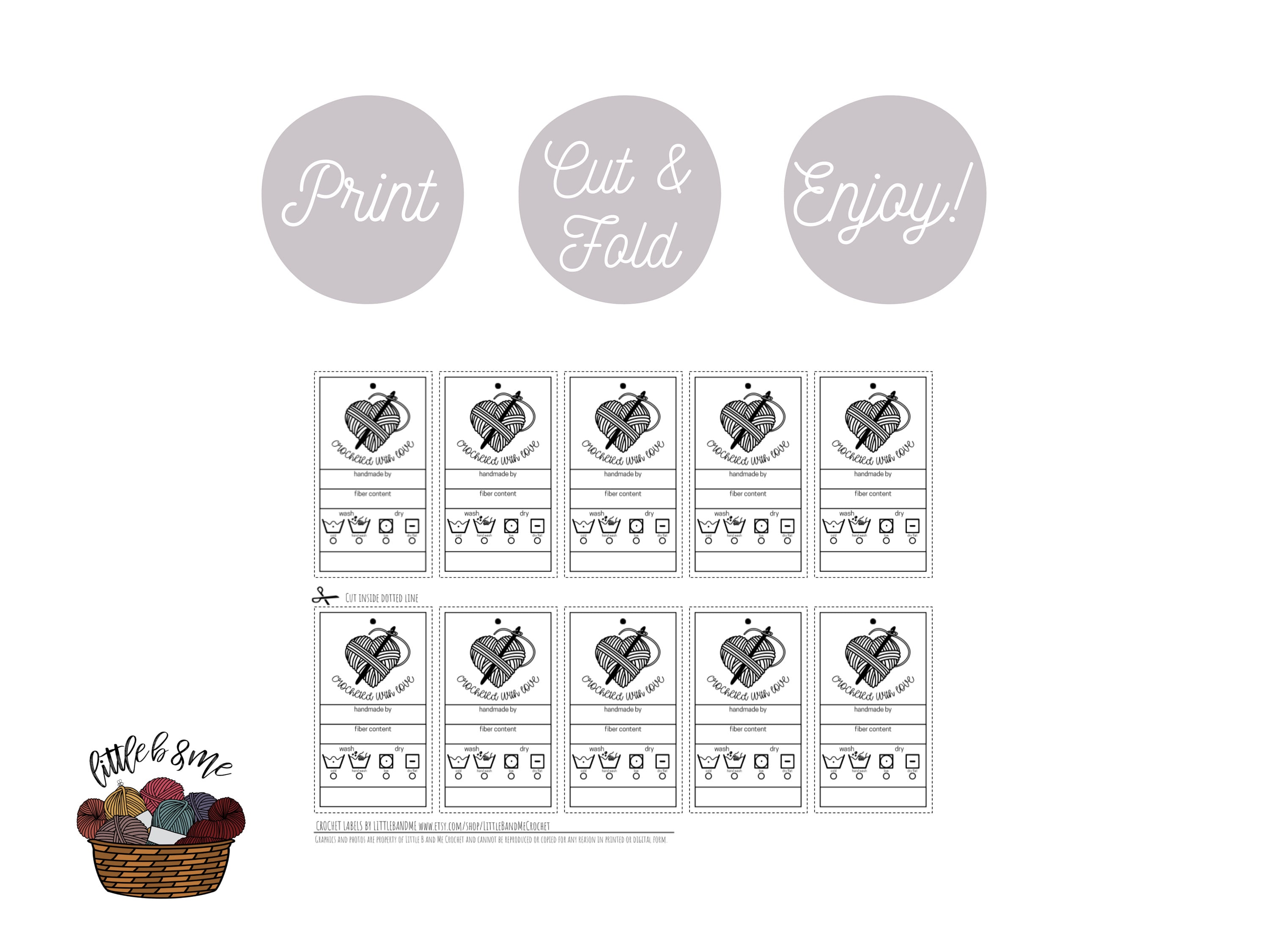 Crocheted With Love Printable Labels | Crochet Labels | PDF Gift Tags ...