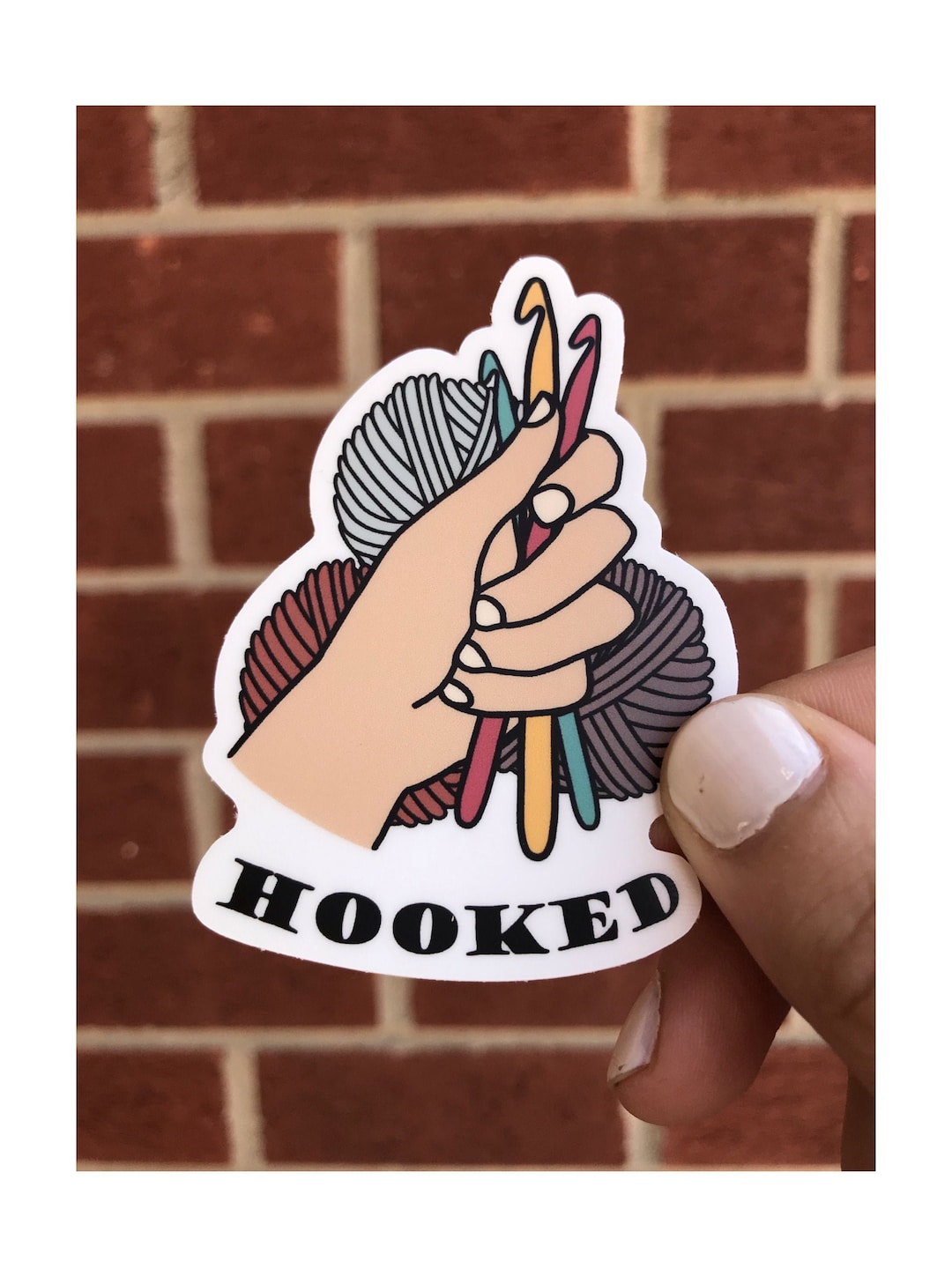 Crochet Sticker | Hooked Crochet Sticker | Crocheter Gift | Waterproof ...