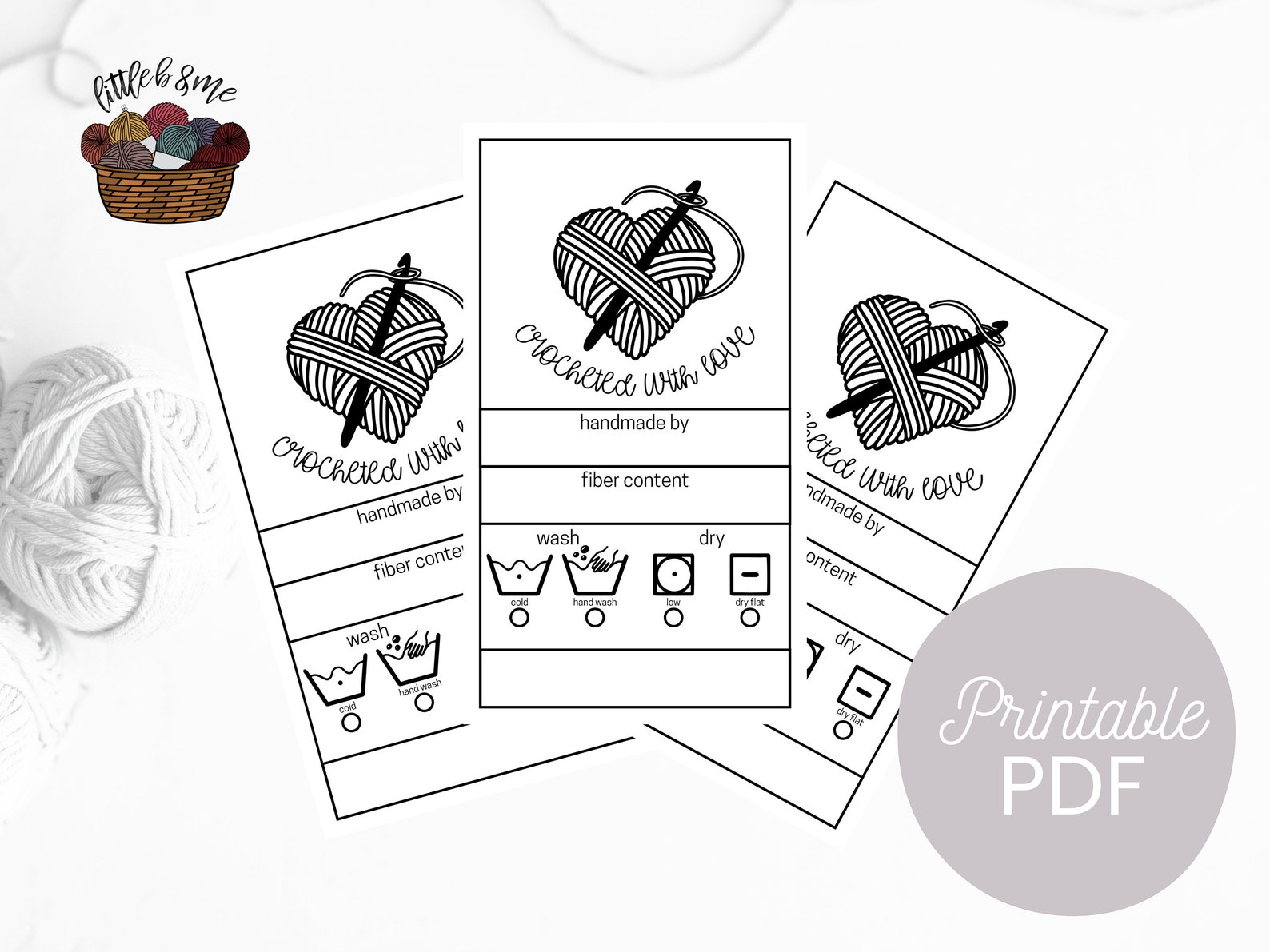 Crocheted With Love Printable Labels | Crochet Labels | PDF Gift Tags ...