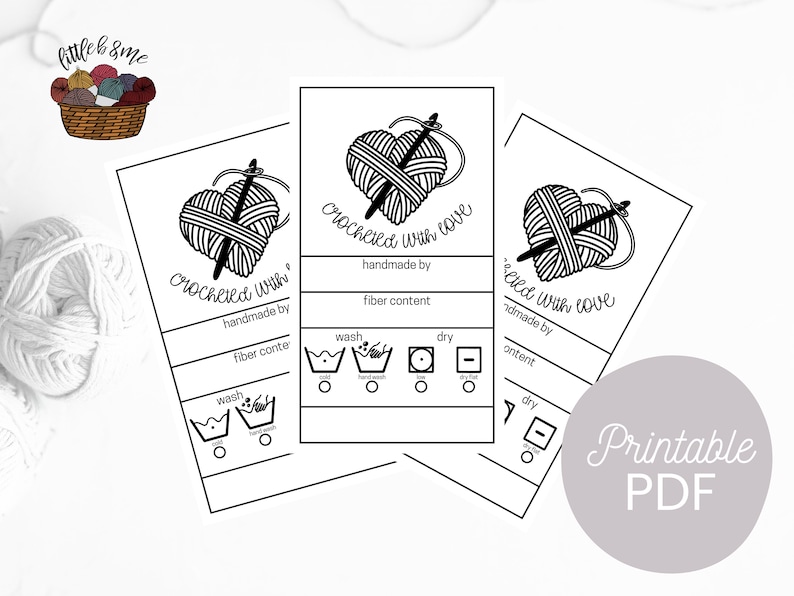 Crocheted With Love Printable Labels | Crochet Labels | PDF Gift Tags ...