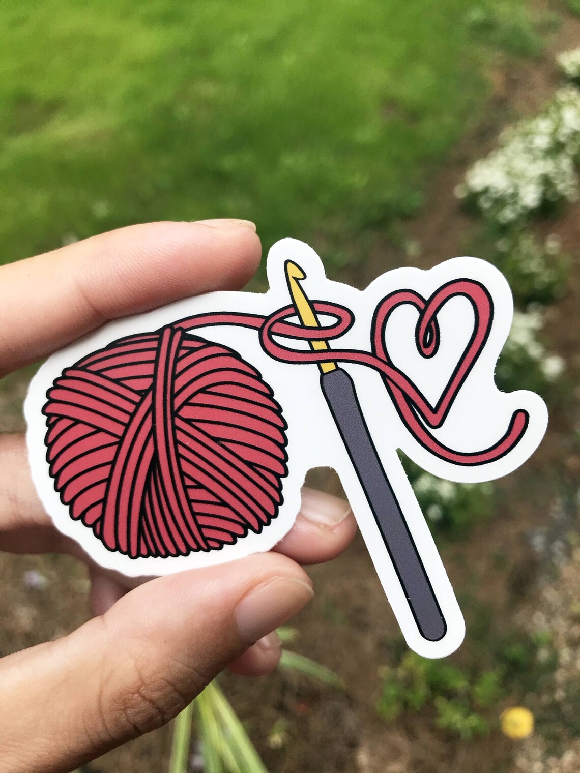 Crochet Sticker | Yarn Heart Sticker | Crochet Vinyl Sticker ...