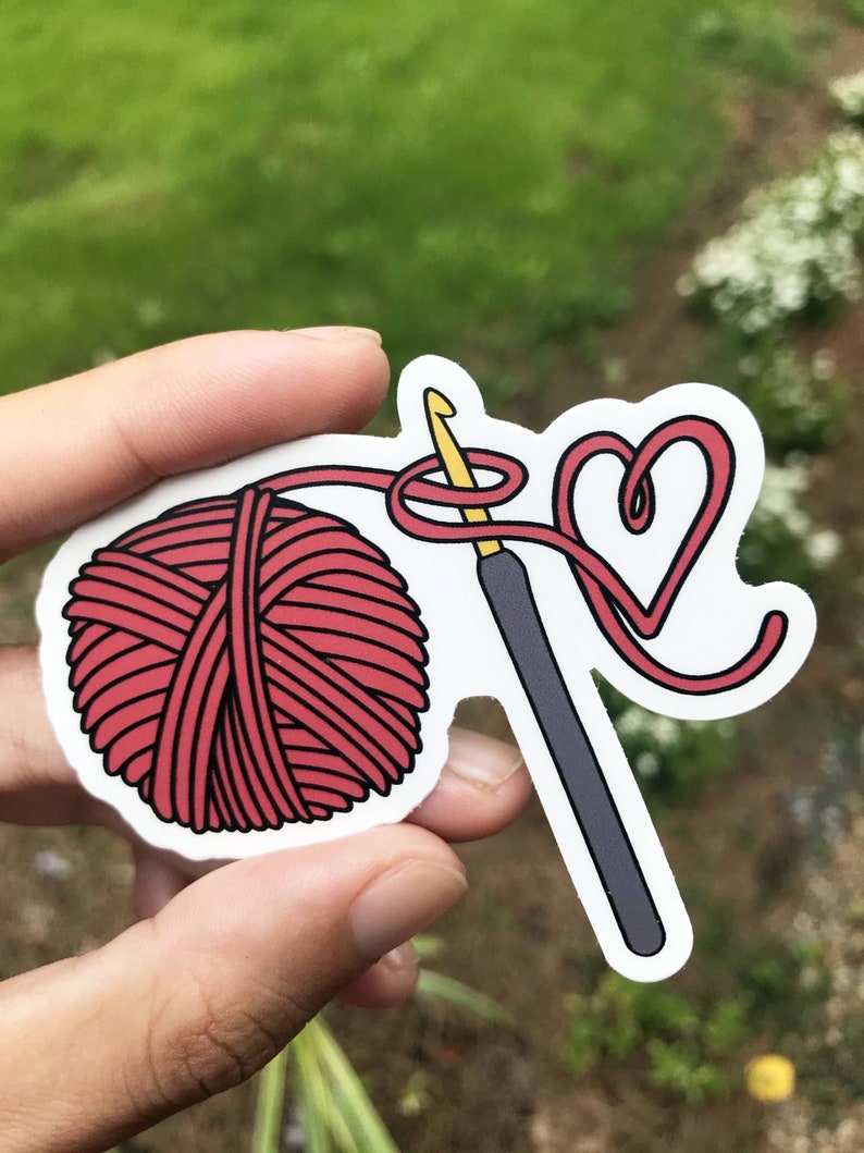Crochet Sticker | Yarn Heart Sticker | Crochet Vinyl Sticker ...