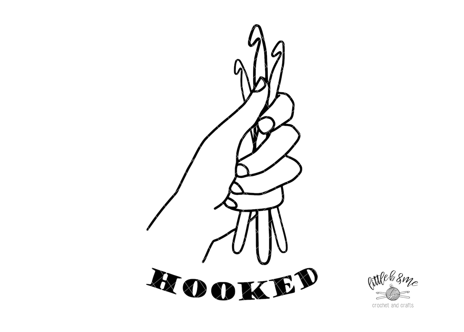 Hooked Hand With Crochet Hook SVG PNG PDF Crochet Hook | Etsy