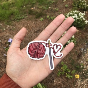 Crochet Sticker | Yarn Heart Sticker | Crochet Vinyl Sticker ...