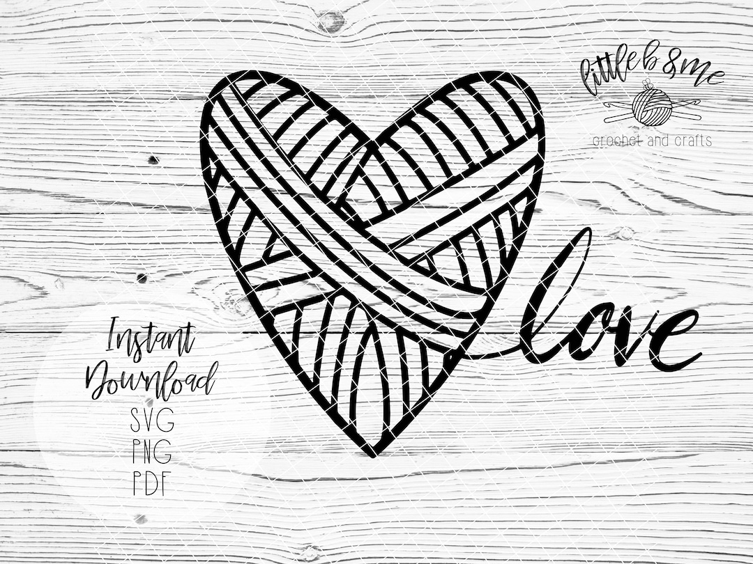 Love Yarn Heart SVG | Heart Svg | Crochet Svg | Yarn Ball | Yarn Heart ...