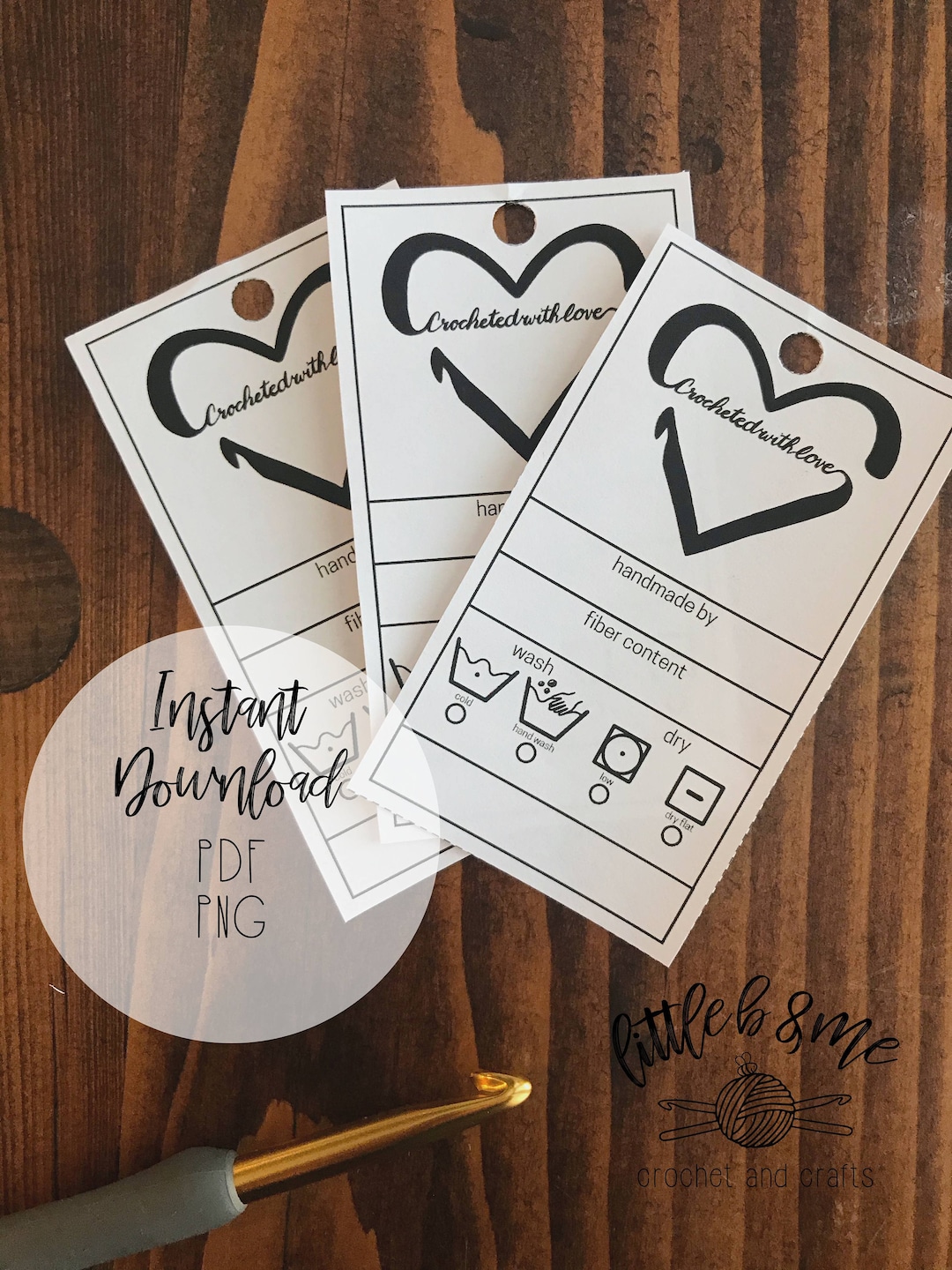 Crocheted With Love Printable Labels Crochet Labels PDF Gift Tags ...