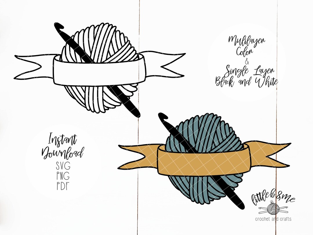 Crochet Logo SVG PNG PDF | 2 Logos Bw and Multilayer Color Crochet Logo ...