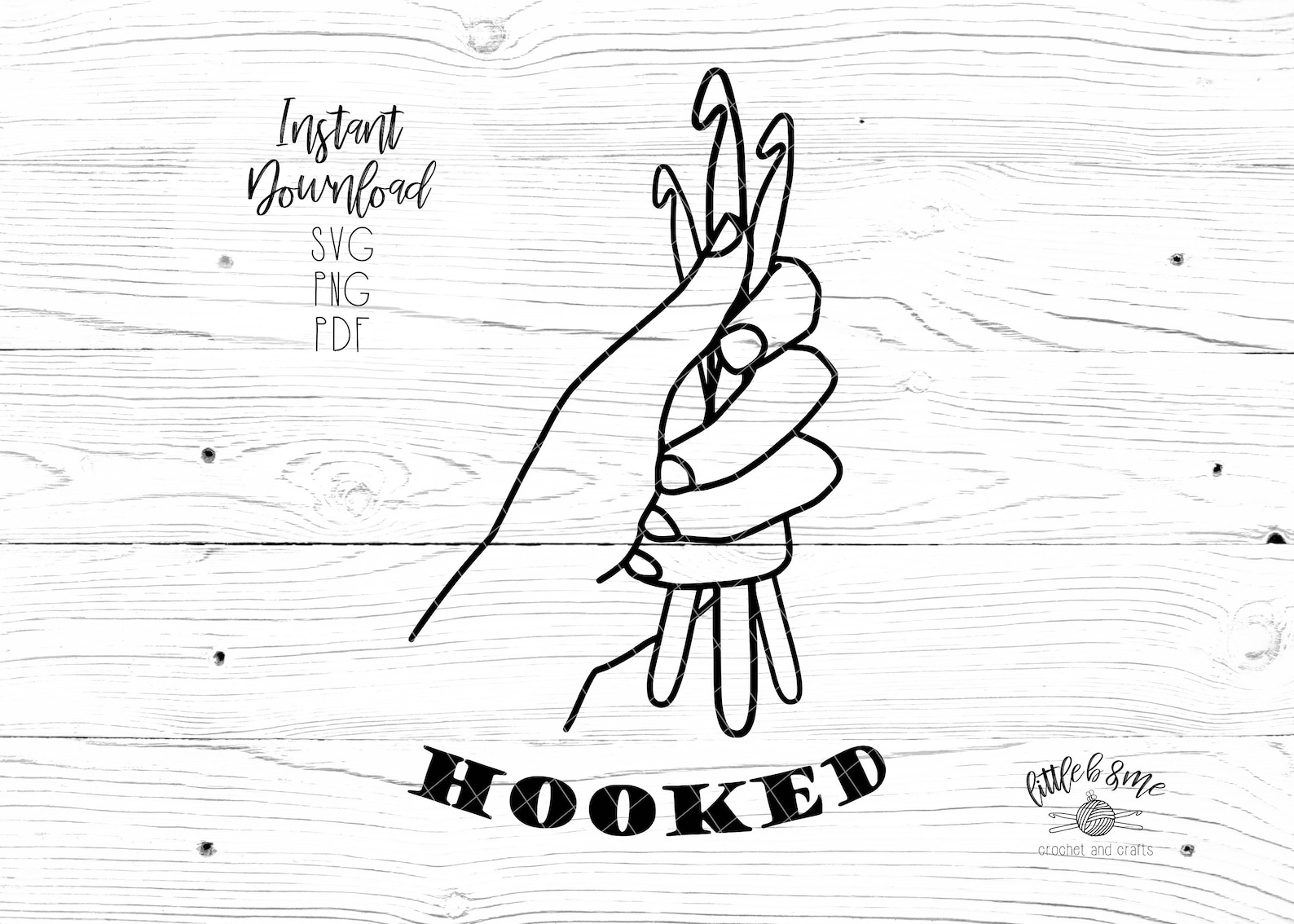 Hooked Hand With Crochet Hook SVG PNG PDF Crochet Hook | Etsy
