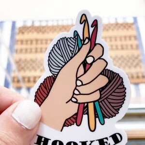 Crochet Sticker | Hooked Crochet Sticker | Crocheter Gift | Waterproof ...