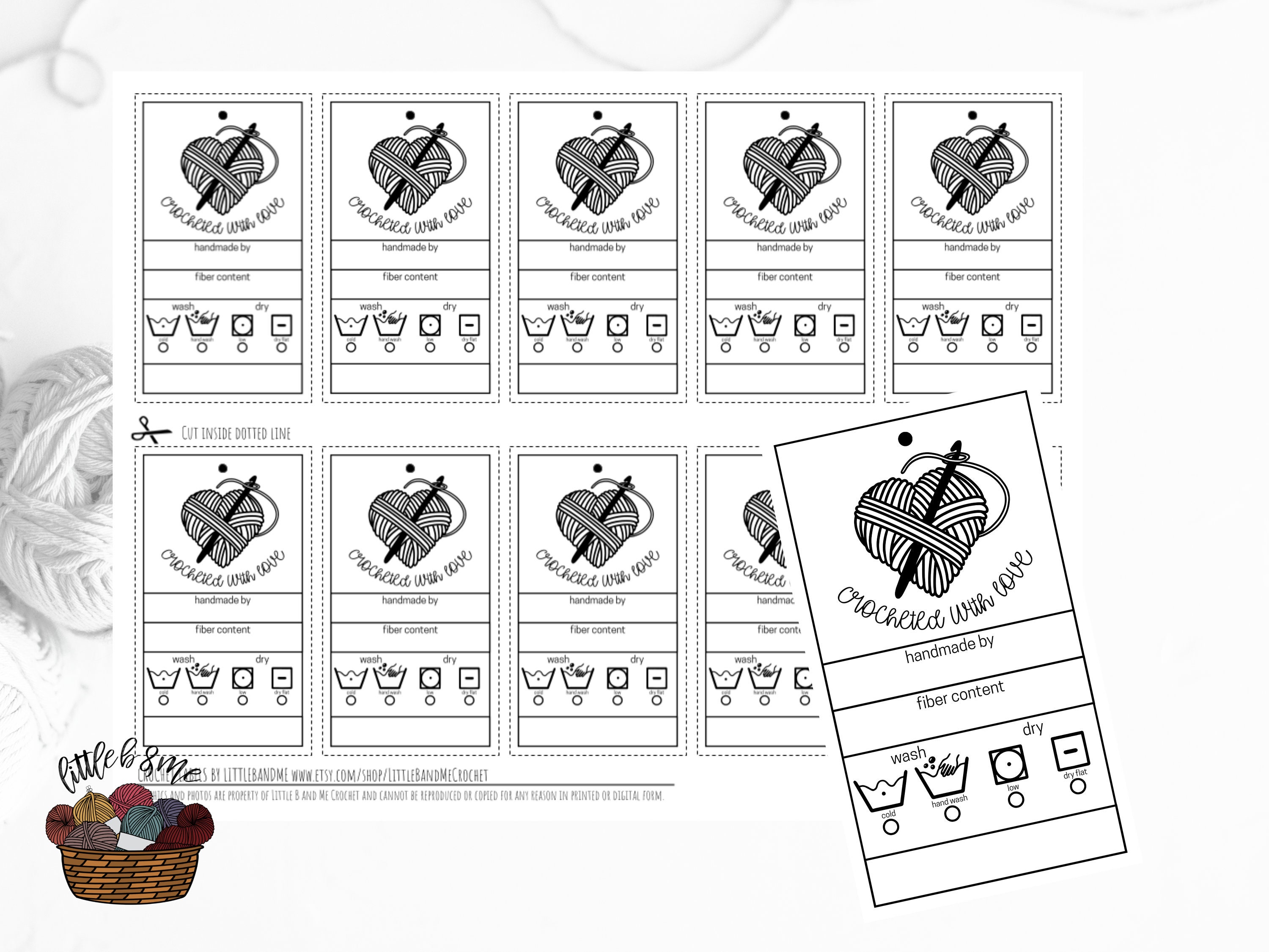 Crocheted With Love Printable Labels | Crochet Labels | PDF Gift Tags ...