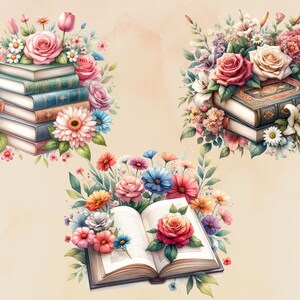 Watercolor Reading Life Clipart, Booklover Clip Art Bundle, Vintage ...