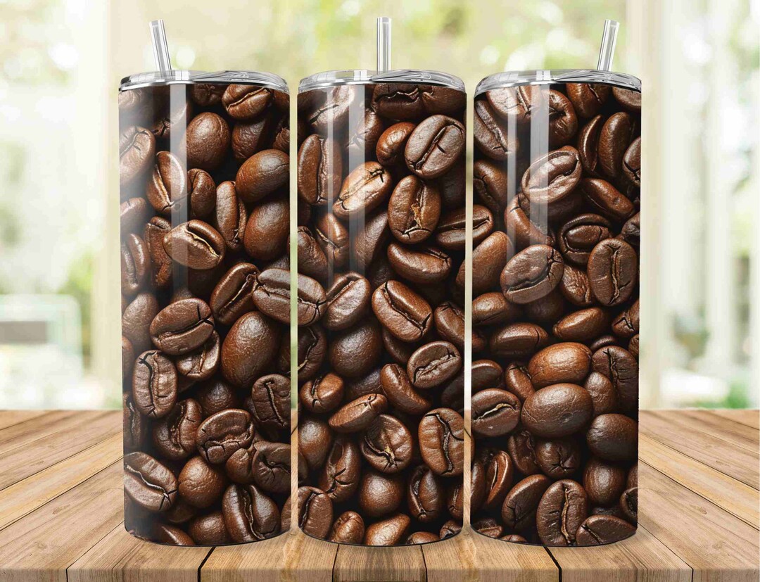 Coffee Bean Tumbler Sublimation Design, 20 Oz Skinny Tumbler, Coffee ...