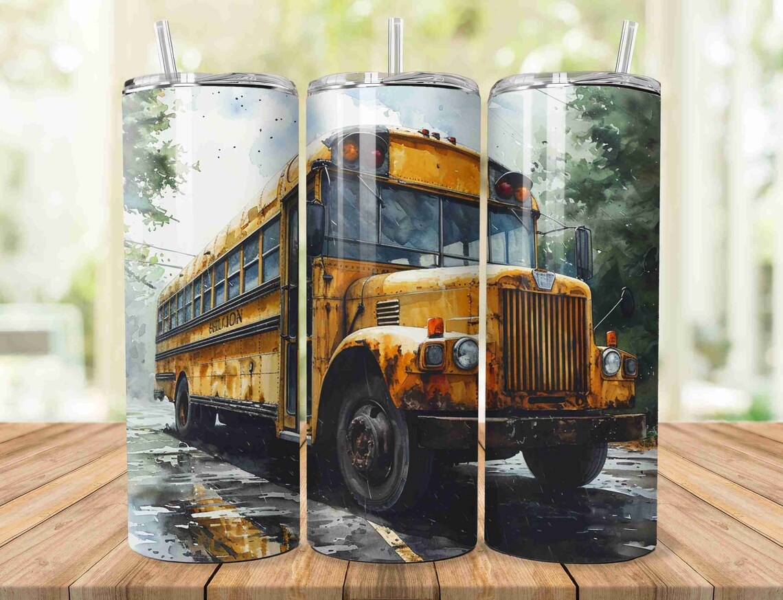 School Bus Digital Download Sublimation Tumbler Wrap Design for 20 Oz ...