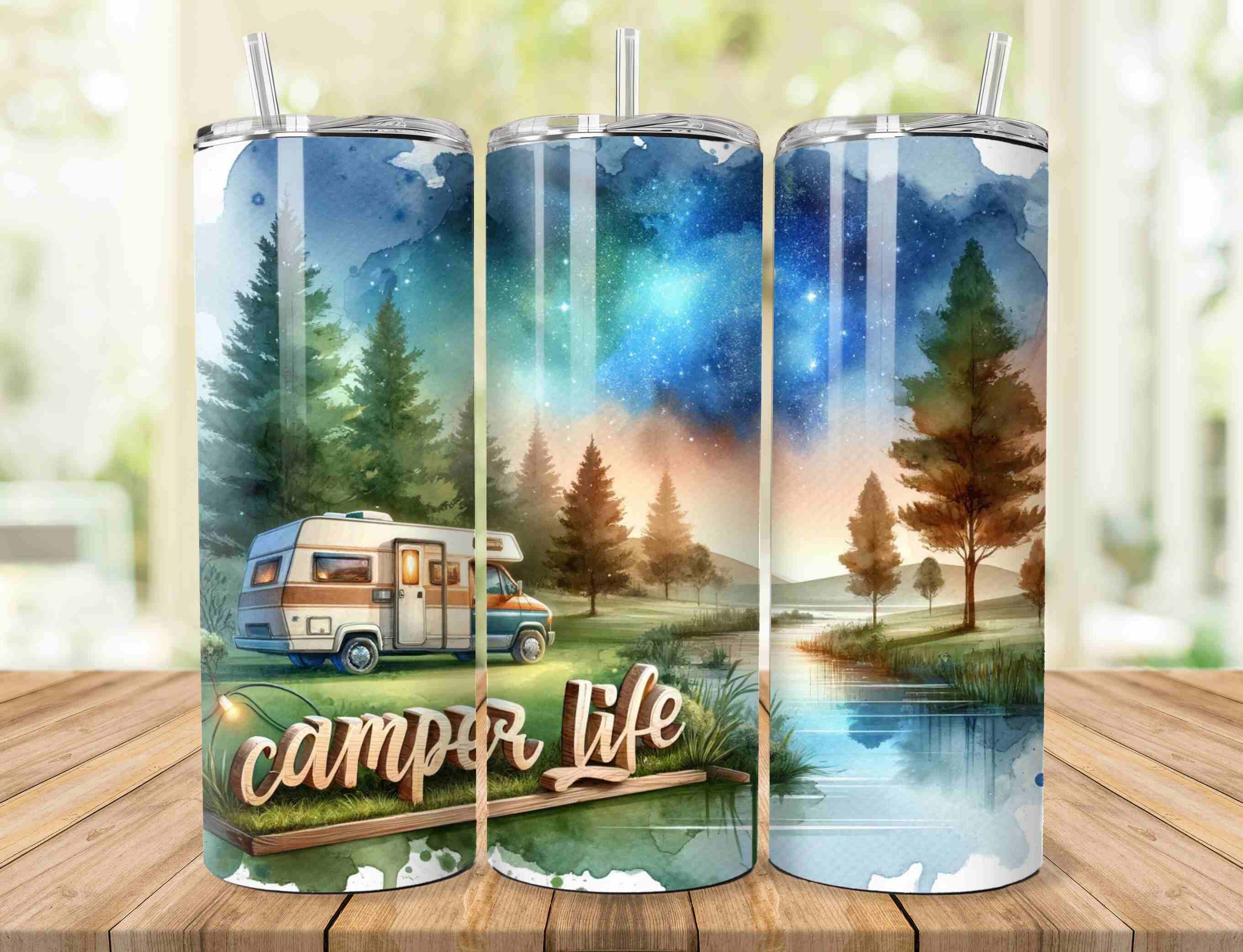 Camping Life 20oz Skinny Tumbler Wrap Sublimation Designs, Camping PNG ...