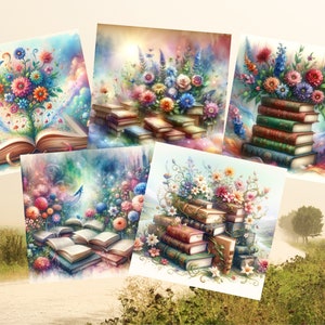 Fairytale Books Digital Papers Watercolor Clipart Bundle - Enchanting ...