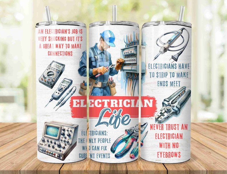 Electrician Life 20oz Tumbler Wrap, Sublimation Prints, Electrician ...