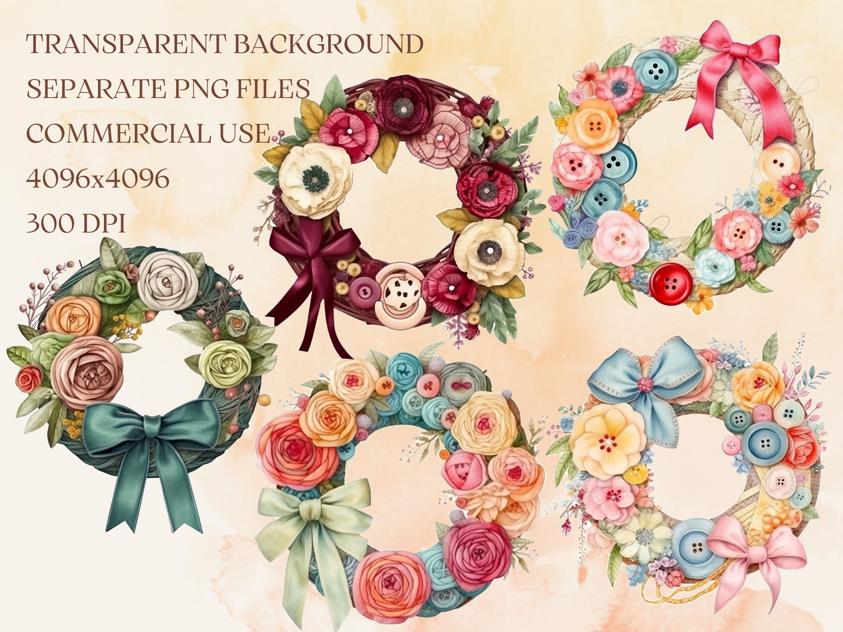 Watercolor Floral Wreaths Wild Flowers Floral Clipart - Etsy